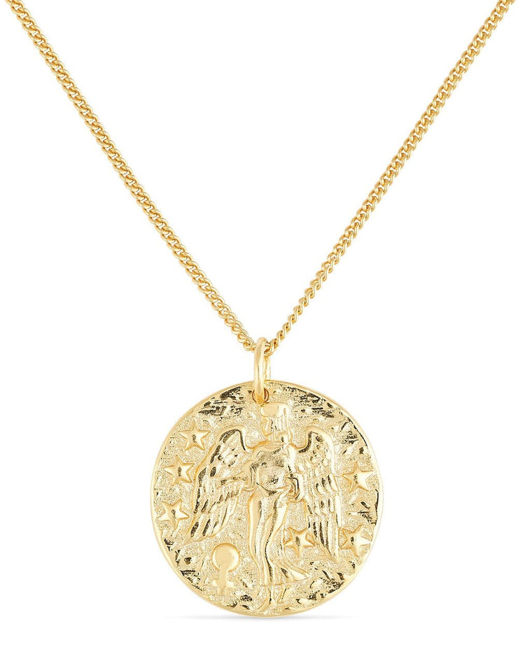 14K Gold Goddess Pendant Necklace, Gold Medallion Necklace for Women ...